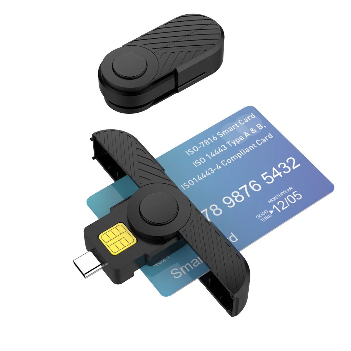 black CSCR3 Smart CAC Card Reader Type-c Bank Tax Declaration SIM Card ...