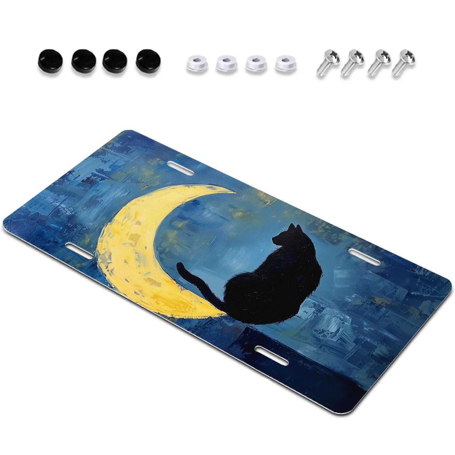 black Cat starry night stars amazing Plate Cover, Decorative Aluminum ...