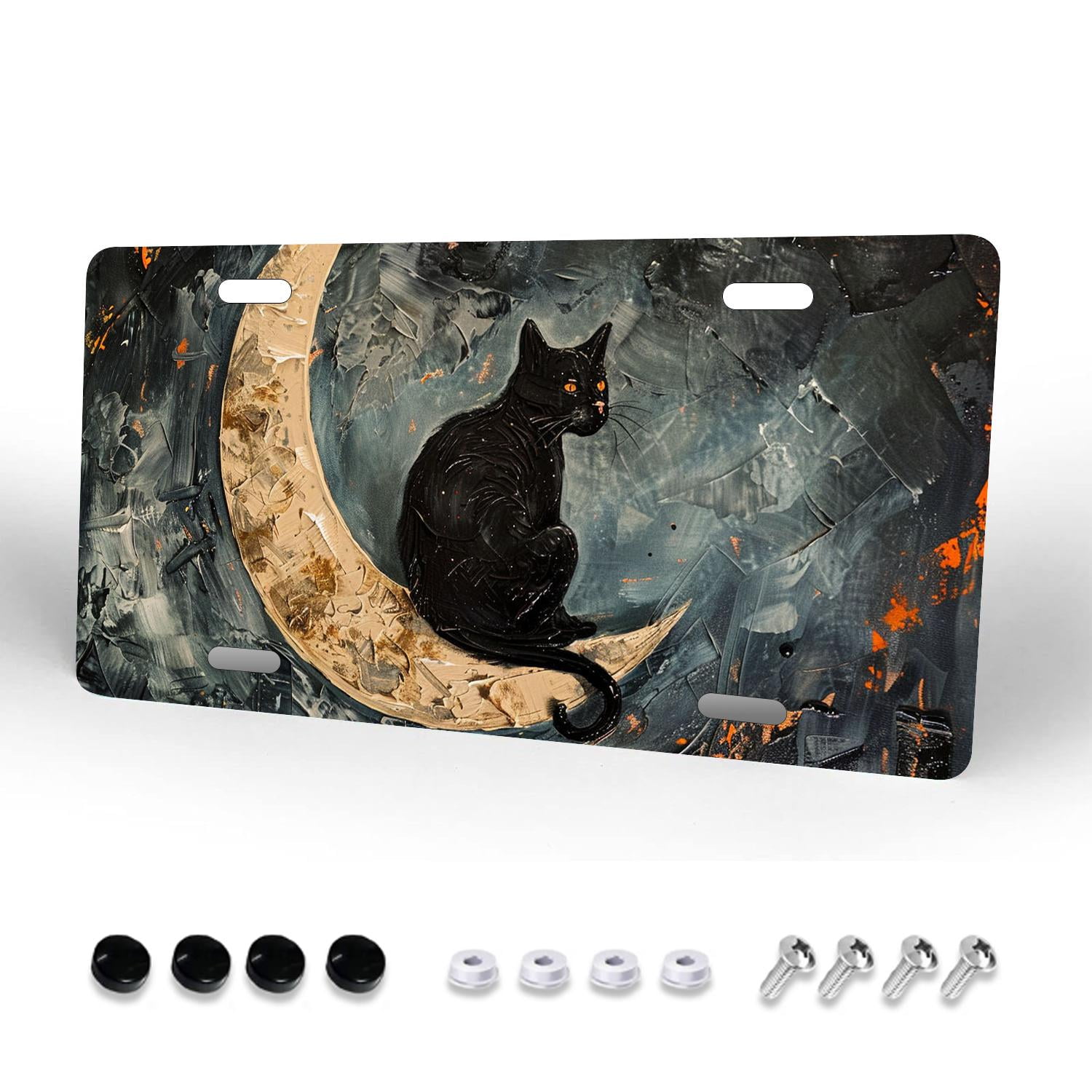 black Cat starry night stars fantastic Plate Cover, Decorative Aluminum ...