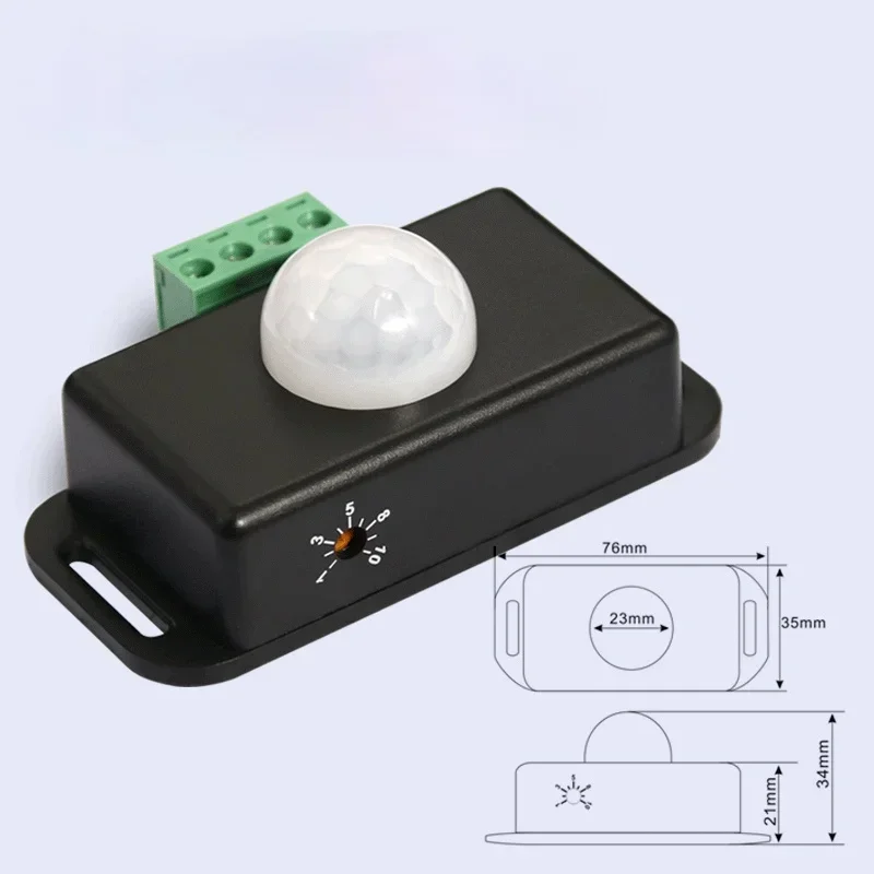 black DC 12V 24V 8A Automatic Adjust PIR Motion Sensor Switch IR ...
