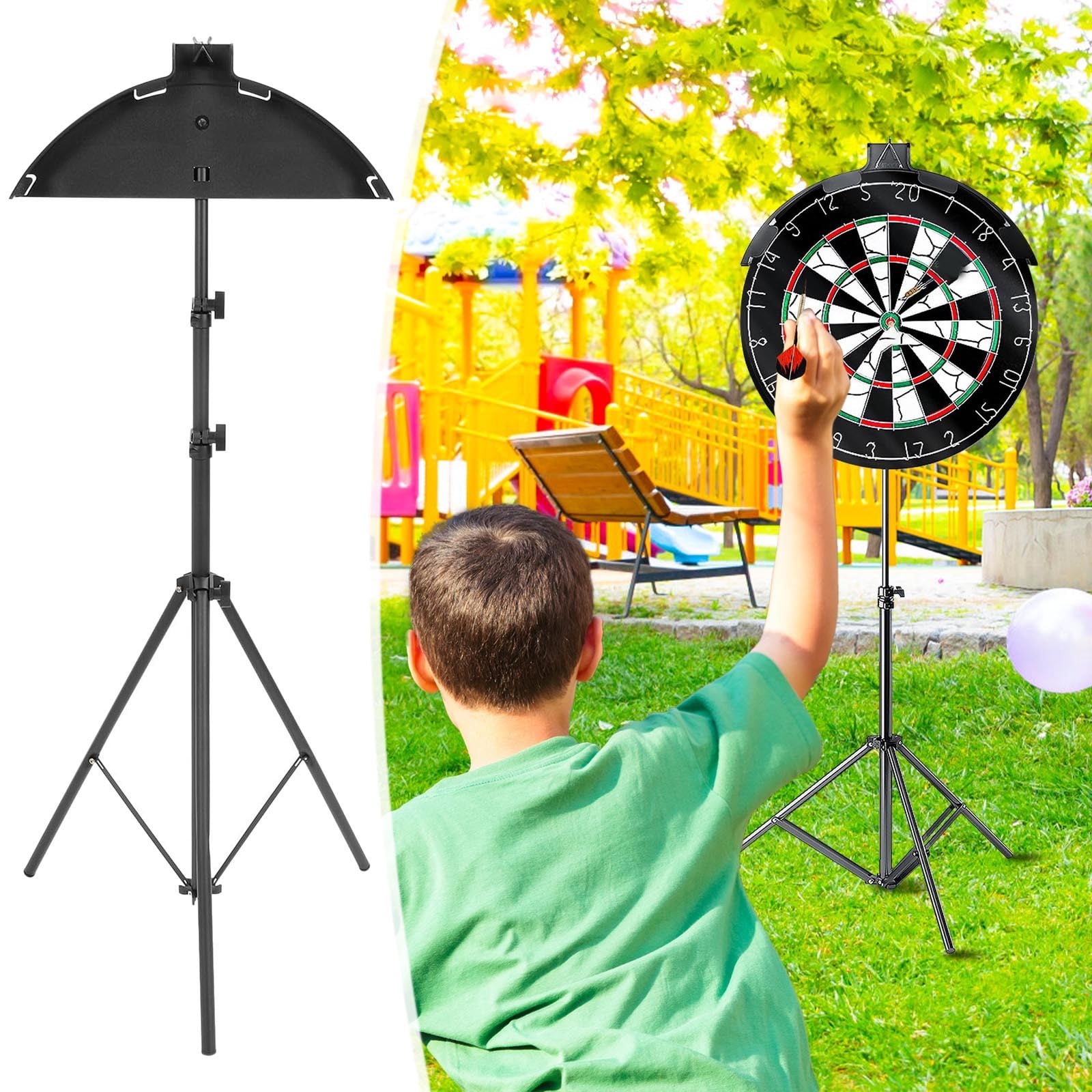 black Dartboard Stand Foldable Steel Heavy Duty Dart Board Stand ...