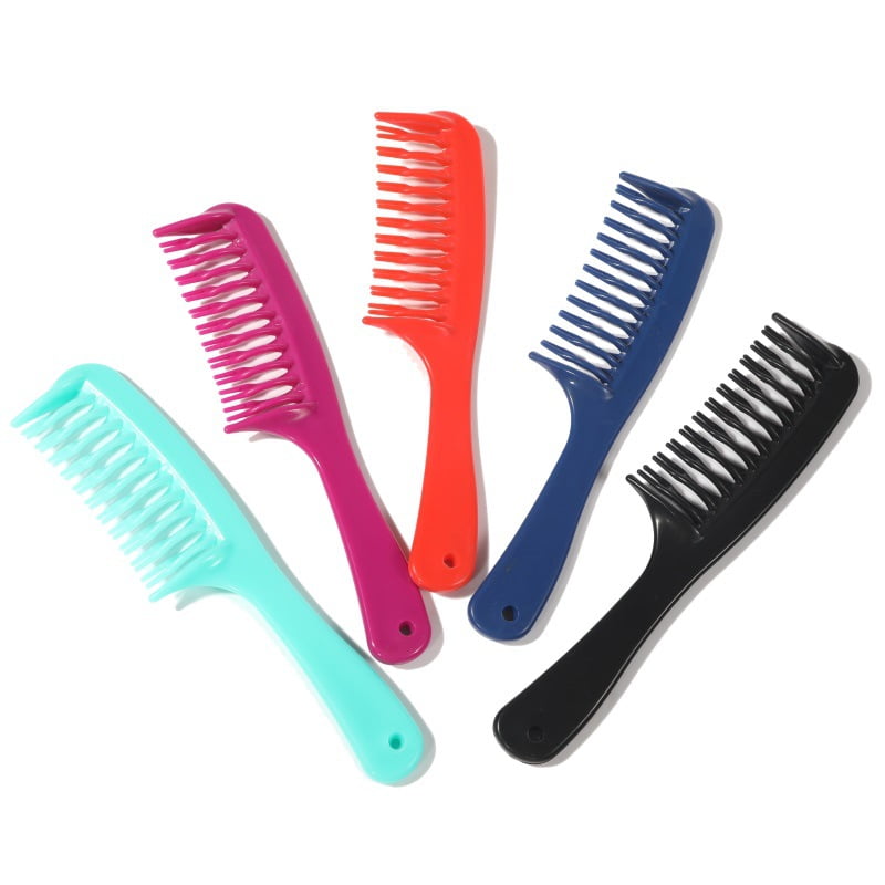 black Double Row Toothed Comb Massage Comb Perm Curly Smooth Hair Comb ...