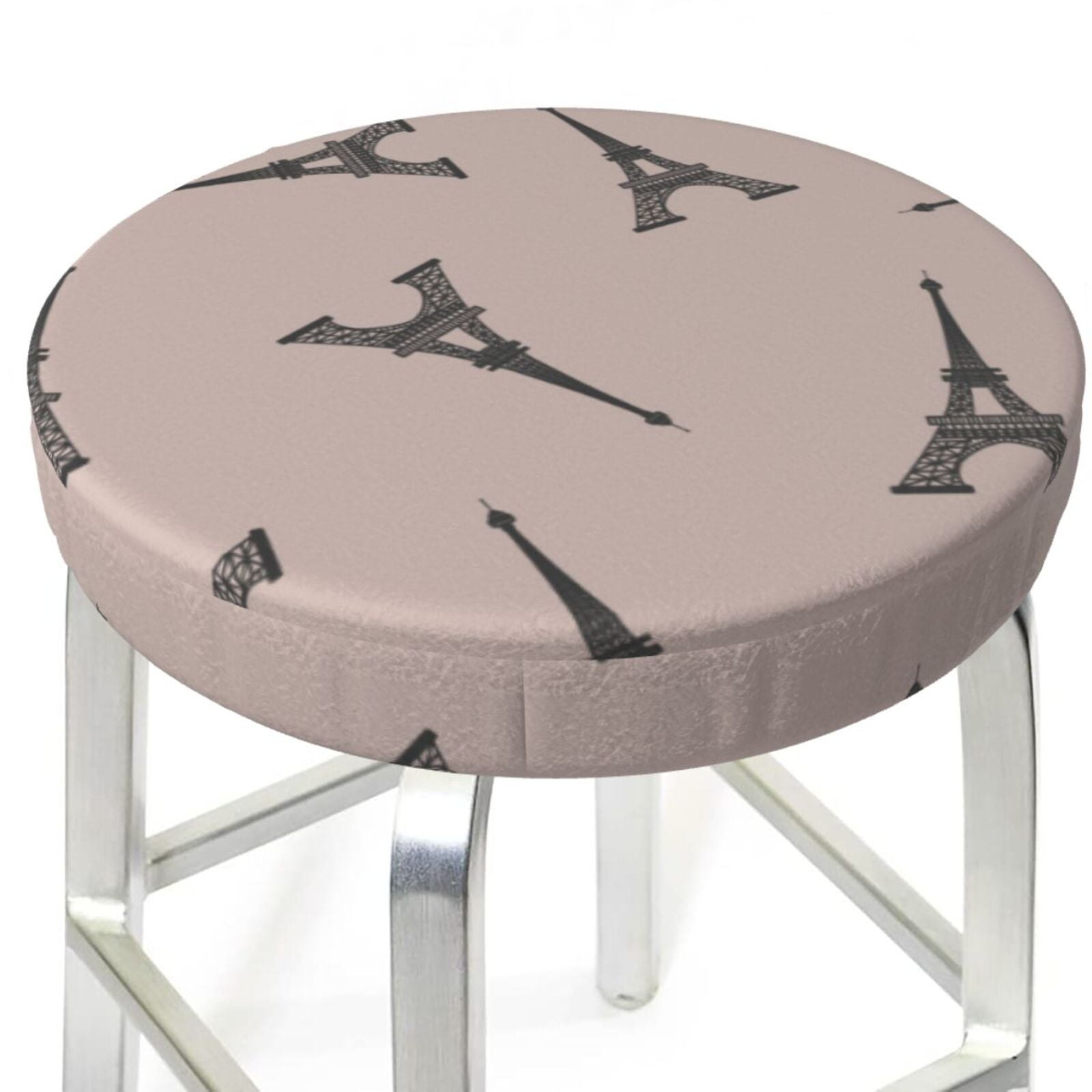 black Eiffel Tower Round Bar Stool Seat Covers, Elastic Round Chair ...