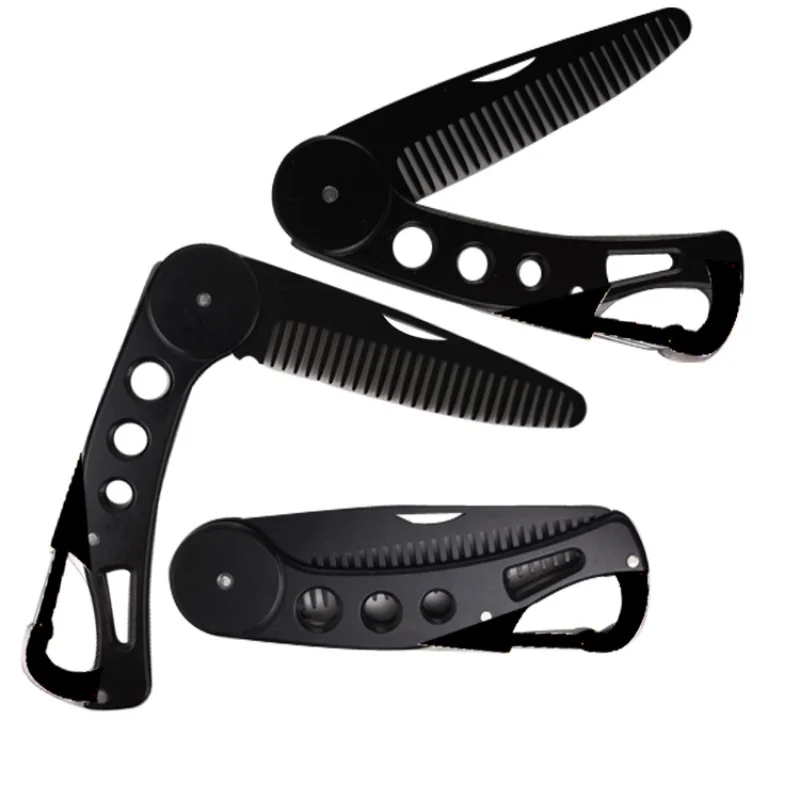black Foldable Comb Folding Pocket Clip Hair Moustache Beard Comb ...