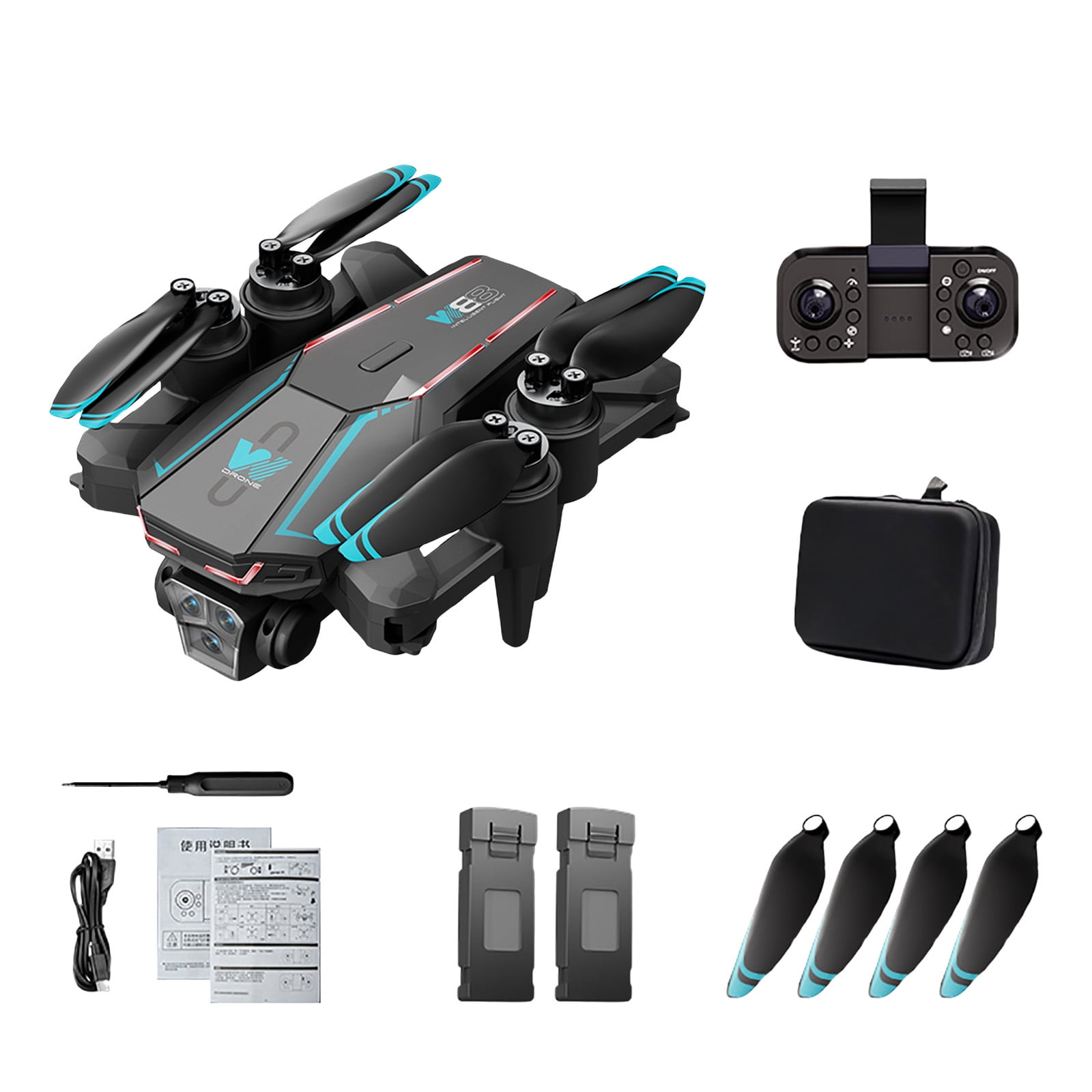 black Foldable Quadcopter Drone Large Screen Display Aerial Photography ...