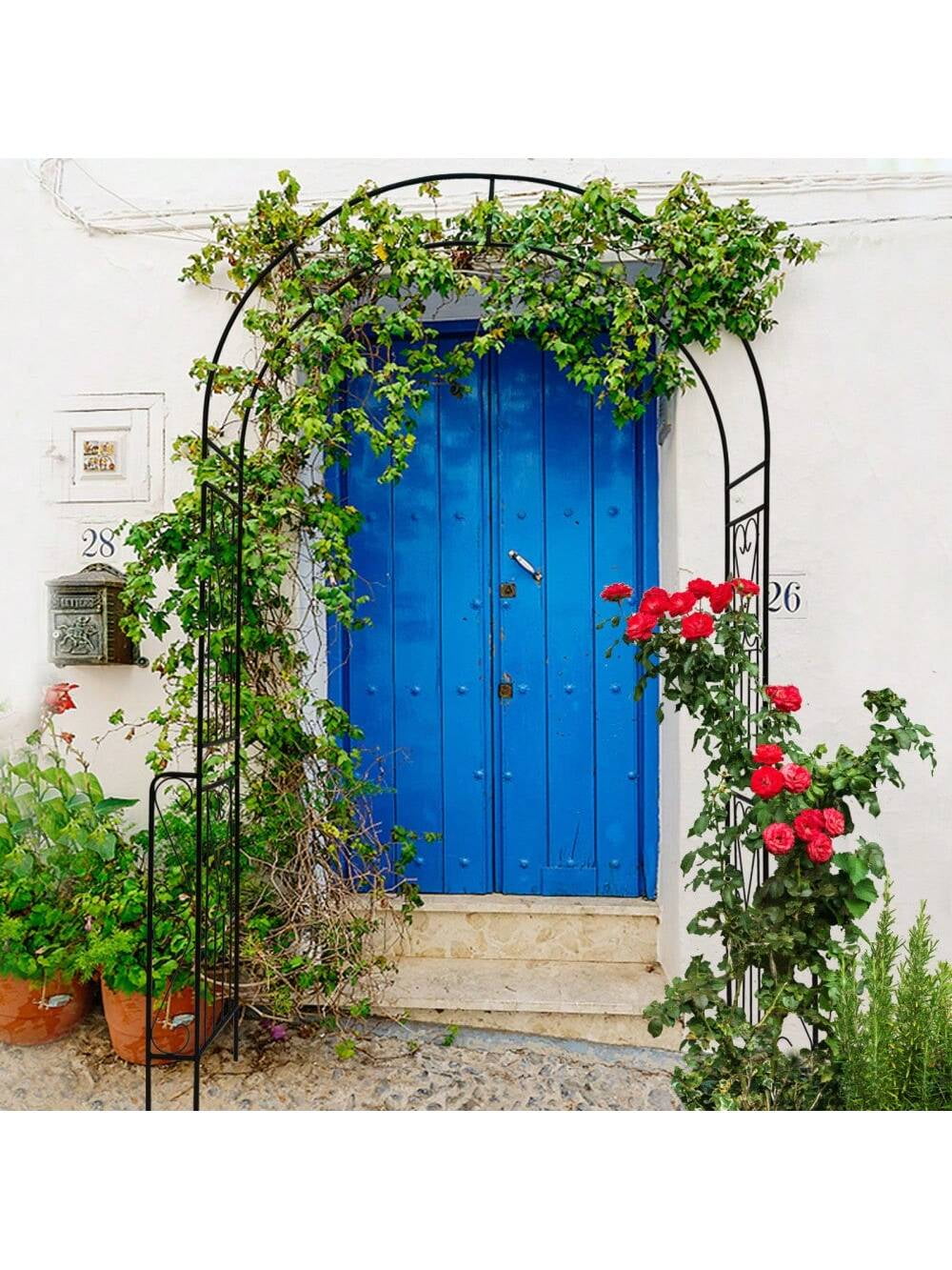 black- Garden Arch Arbor Trellis,Outdoor Metal Galvanized Pipe Arbor ...