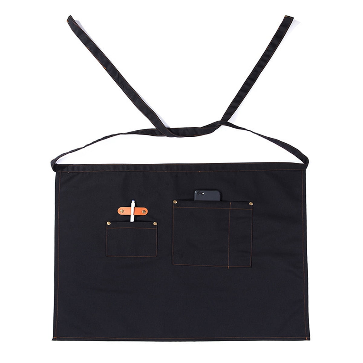 black Kitchen Restaurant Waist Aprons with Pockets for Women Men,Half ...
