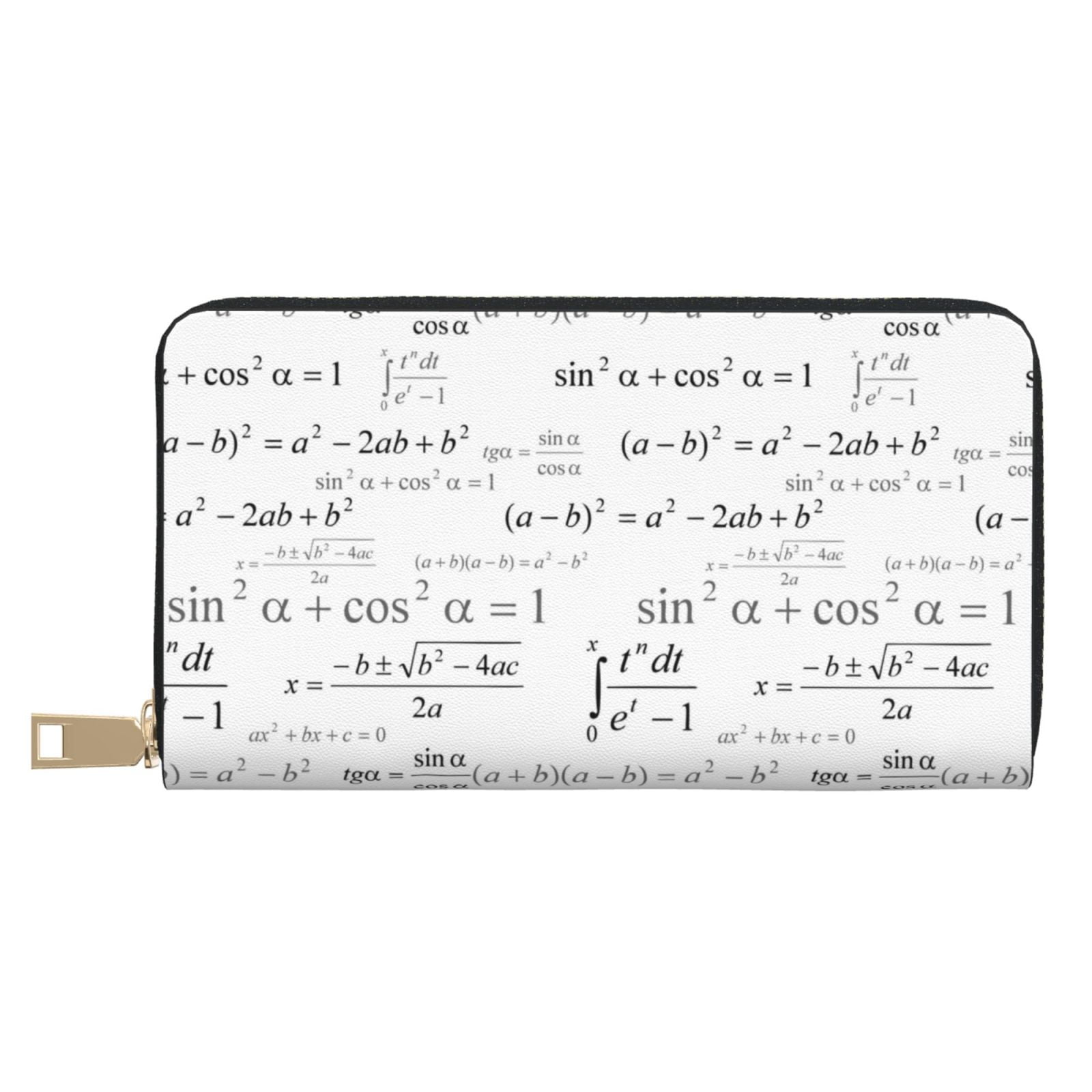 black Math Print Wallet Women, Leather Bifold Multi Card Wallet, Women ...