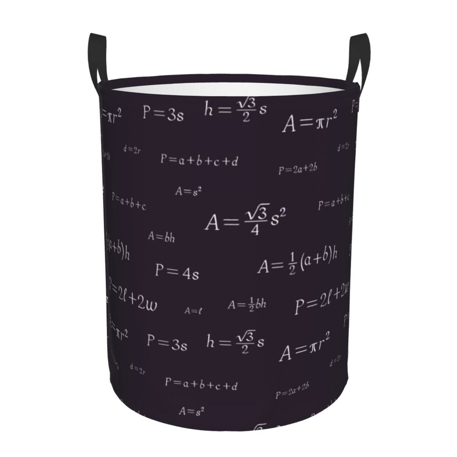 black Math Print funny Laundry Basket with Handles - Freestanding ...