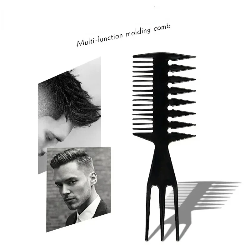 black Professional Double Side Tooth Combs Fish Bone Shape Hair Brush ...