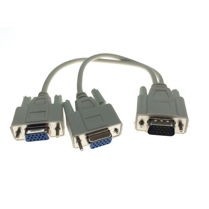 black RGB VGA SVGA Male to 2 VGA two HDB15 Female Splitter Adapter extension Cable w/ core VGA ...