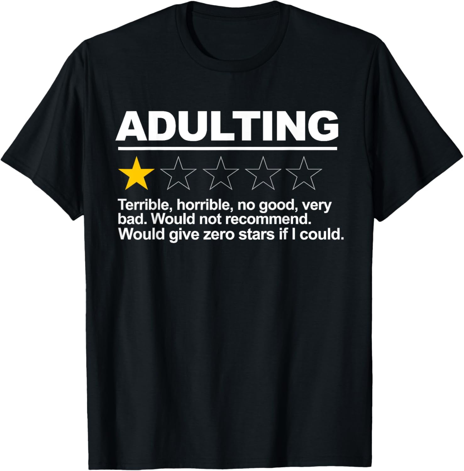 black Shirt Adulting One Star T-Shirt - Walmart.com