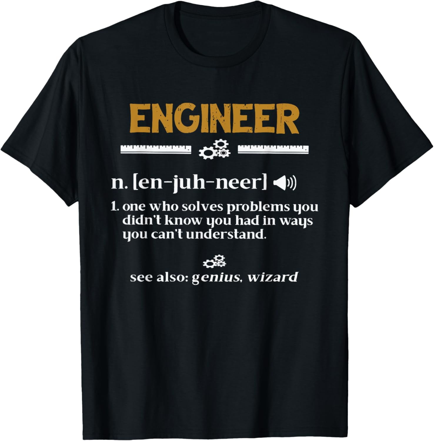 black Shirt Engineer Definition Funny Engineering Mechanical Civil T ...