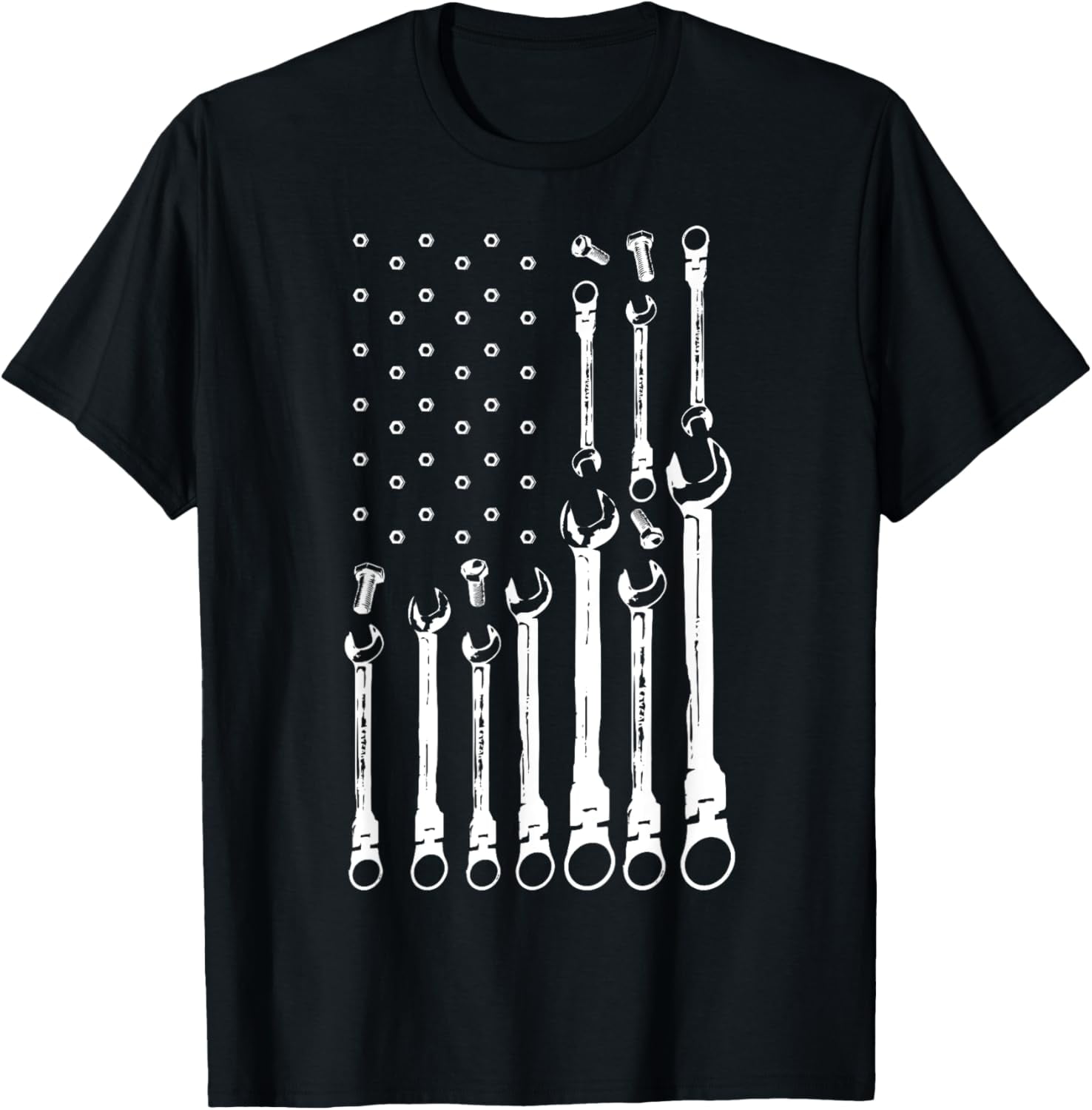 black Shirt Mechanic Flag American Patriotic Flag Car Mechanic USA Flag ...