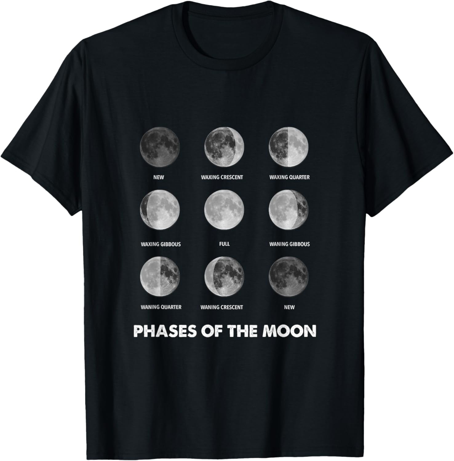 black Shirt Moon Phases - Moon Cycle - Lunar Cycle - Lunar Eclipse T ...