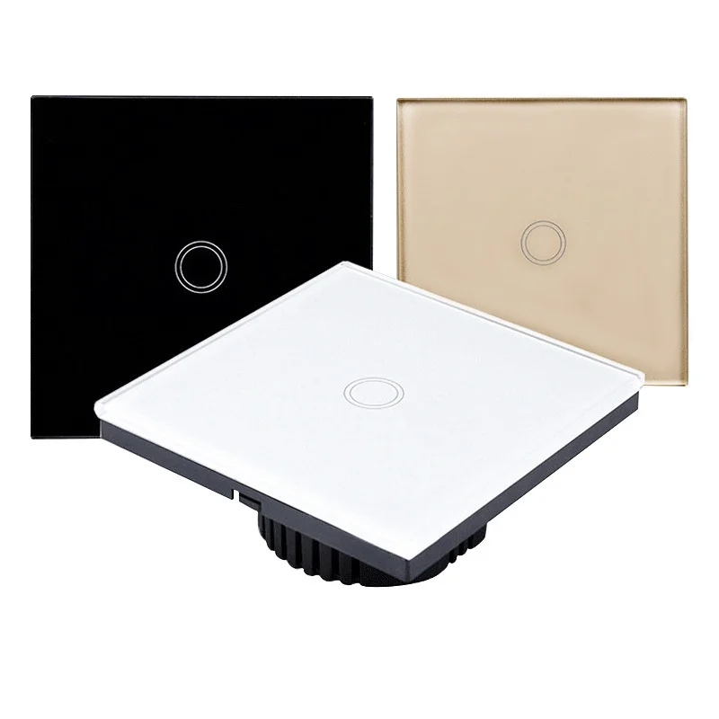 black Touch Switch Power Led Panel Wall Light Switches Tempered Black ...