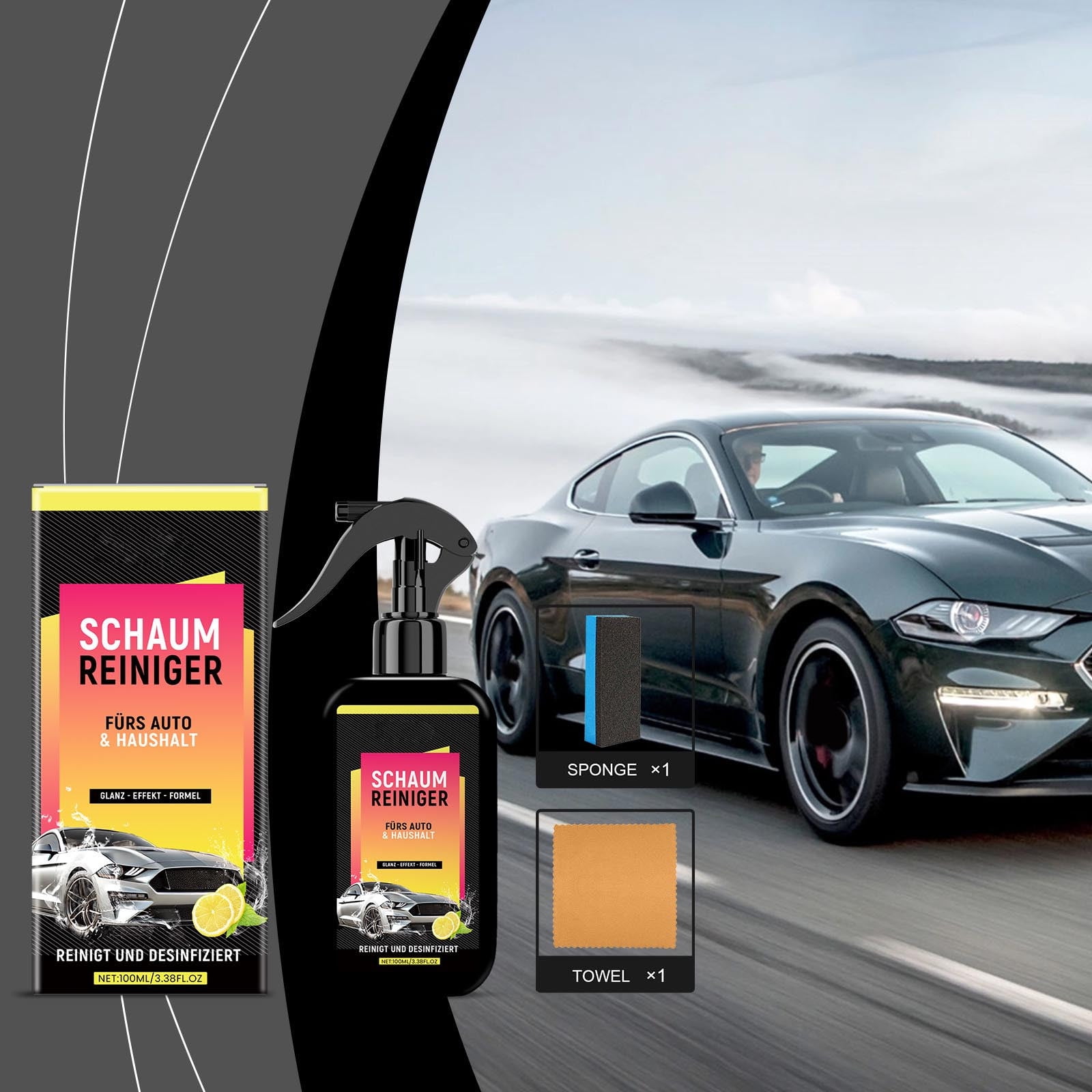 black Vehicle Cleaning Spray 100Ml Automotive Interior Degreaser ...