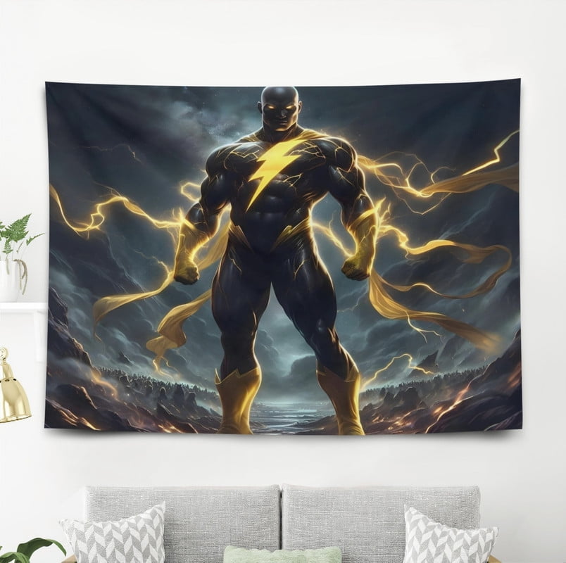 black adam pattern wall hanging 50*60 inches high-quality peach skin ...