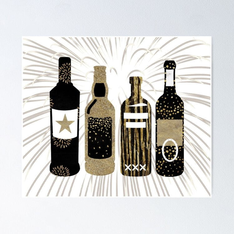 black and gold alc bottles Poster - KIRA.955, UNFRAMED-16x24 - Walmart.com