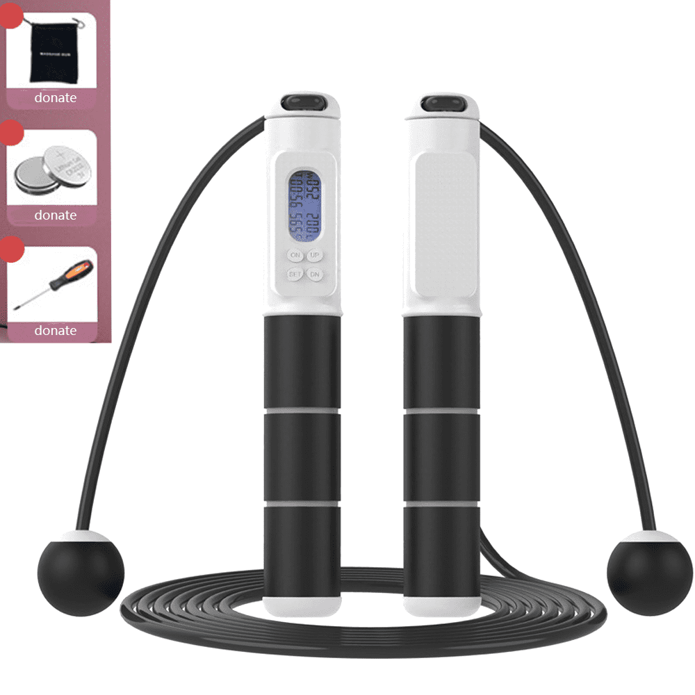 black and white Smart Jump Rope for Fitness , Cordless Outdoor ...