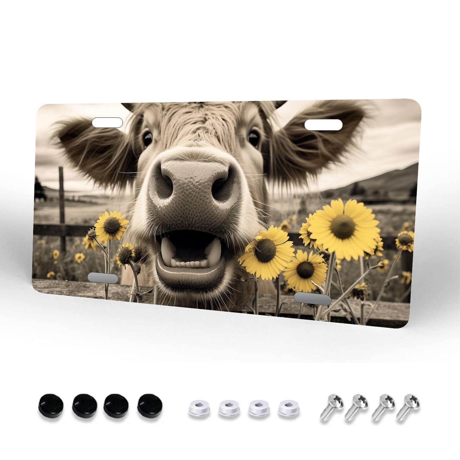 black and white cow Pretty Plate Cover, Decorative Aluminum Novelty ...