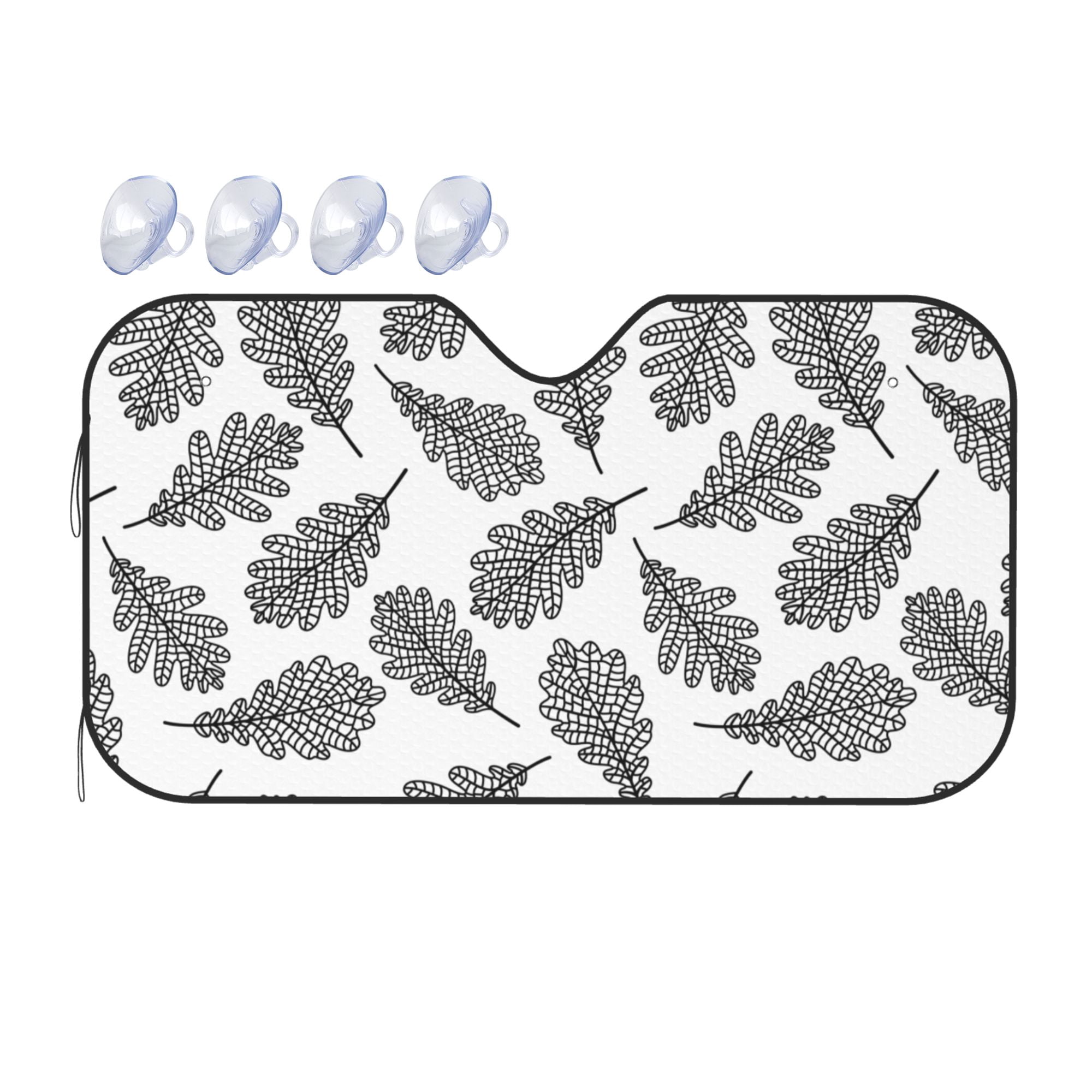 black and white leaves pattern 1-Piece Car Front Window Sunshade ...
