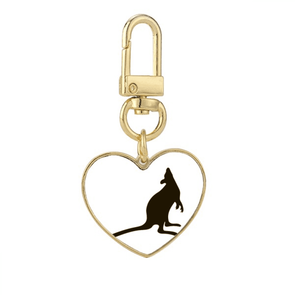black animal portrayal gold heart keychain metal keyring holder ...