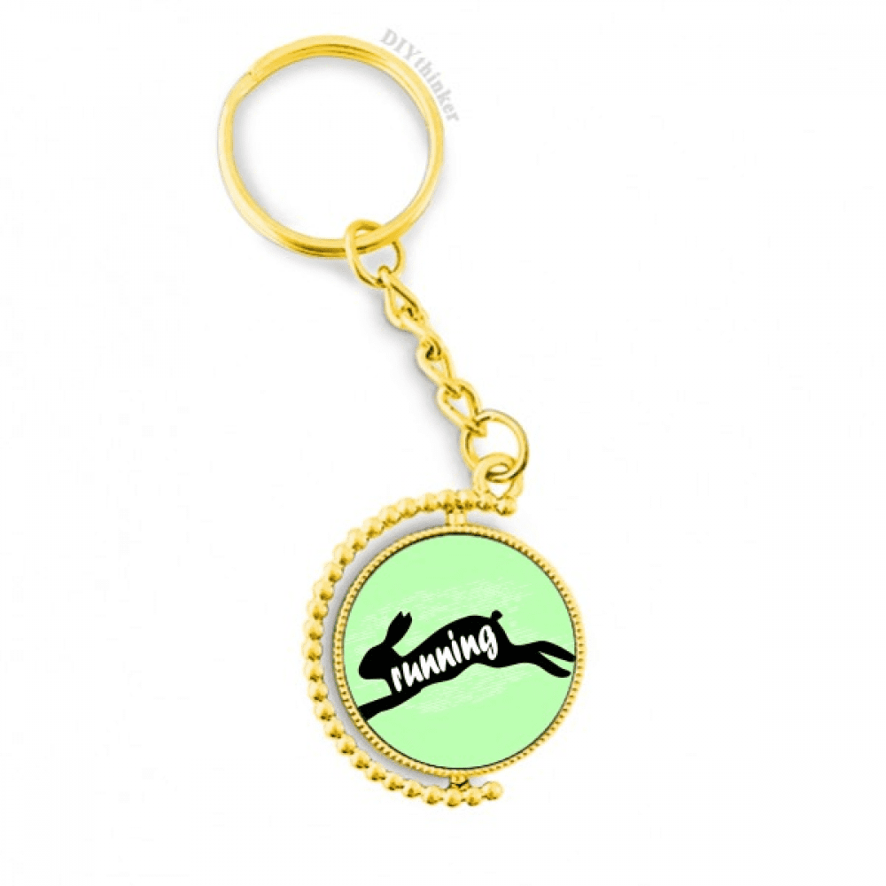 black animal rabbits outline natural metal connector key chain ...