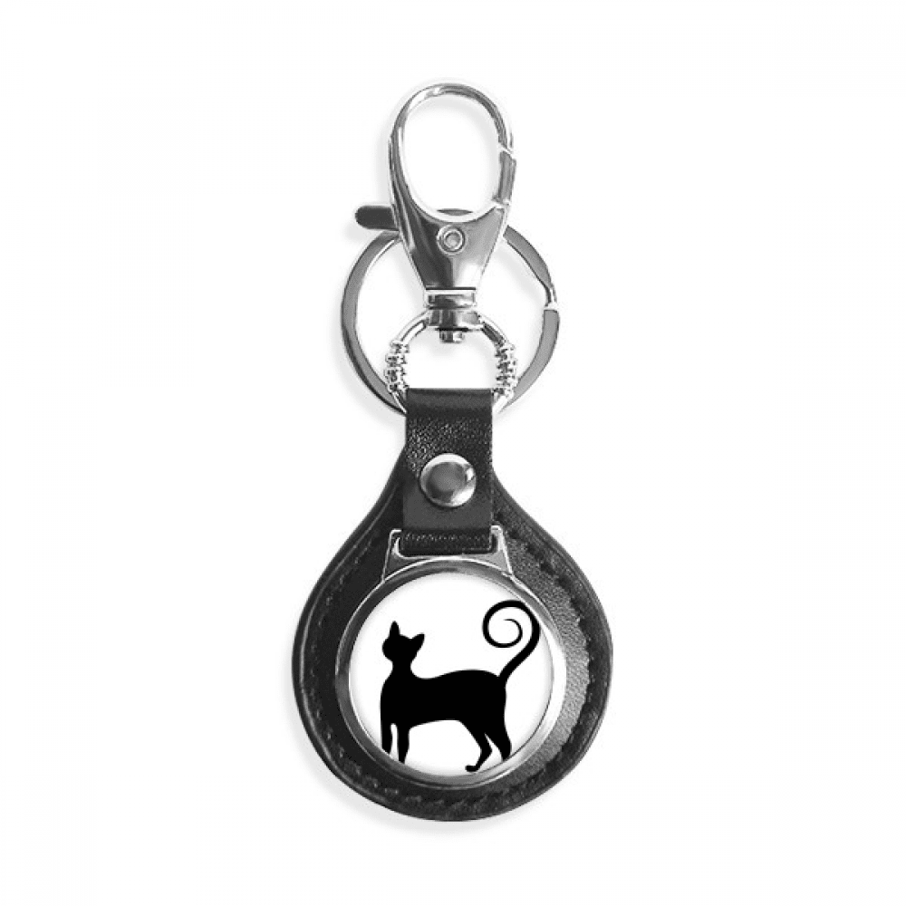 black cat mewing elegant animal outline key link chain keyholder finder ...