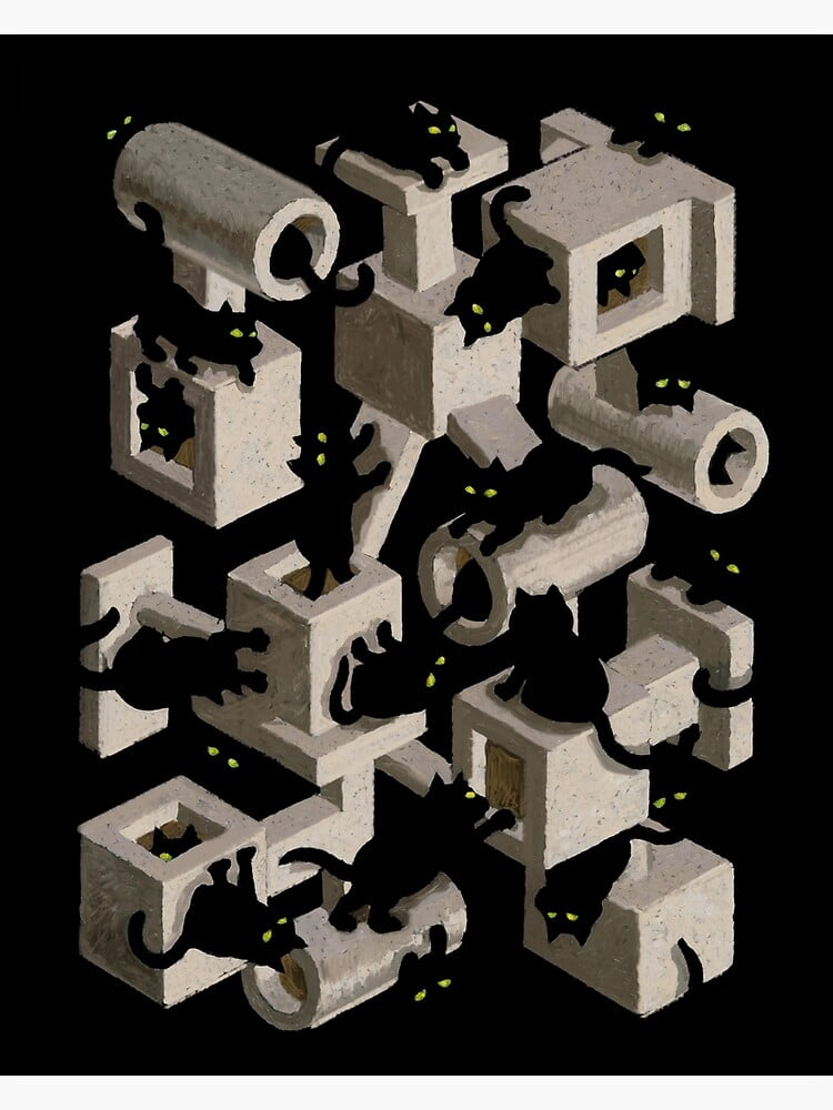 black cat tree optical illusion Poster Framed-unframed - Walmart.com