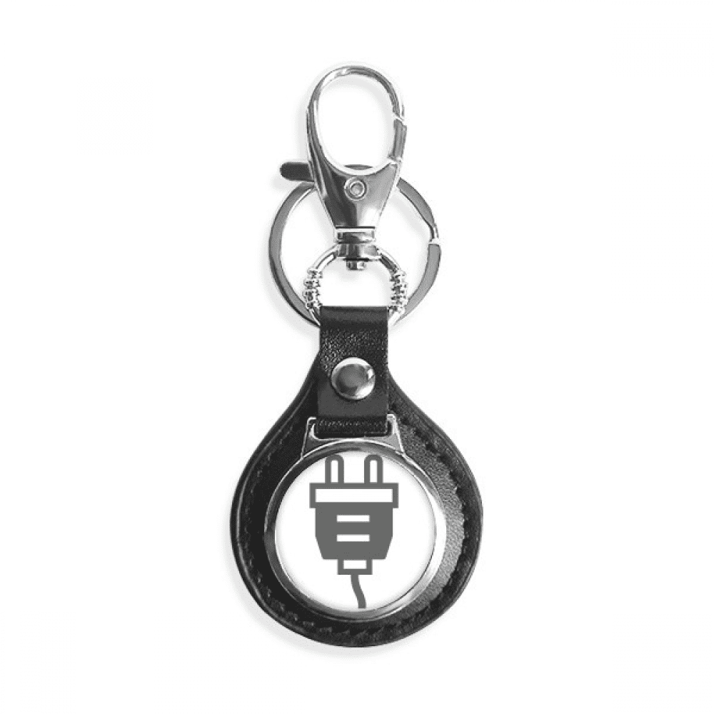 black charging cable plug socket pattern key link chain keyholder ...