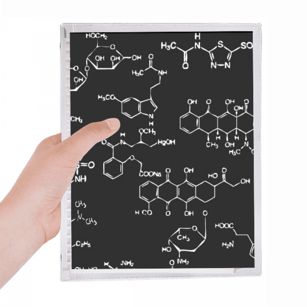 black checal molecular structure illustration notebook loose diary ...