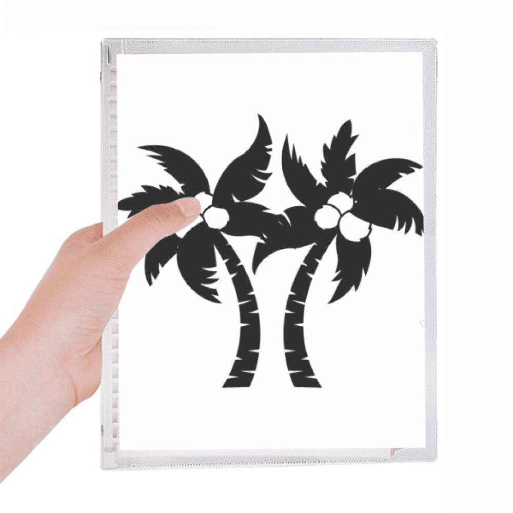 black coconut tree outline notebook loose diary refillable journal ...