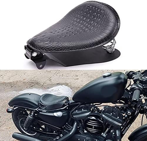 black crocodile leather solo seat with spring bracket kit for harley ...