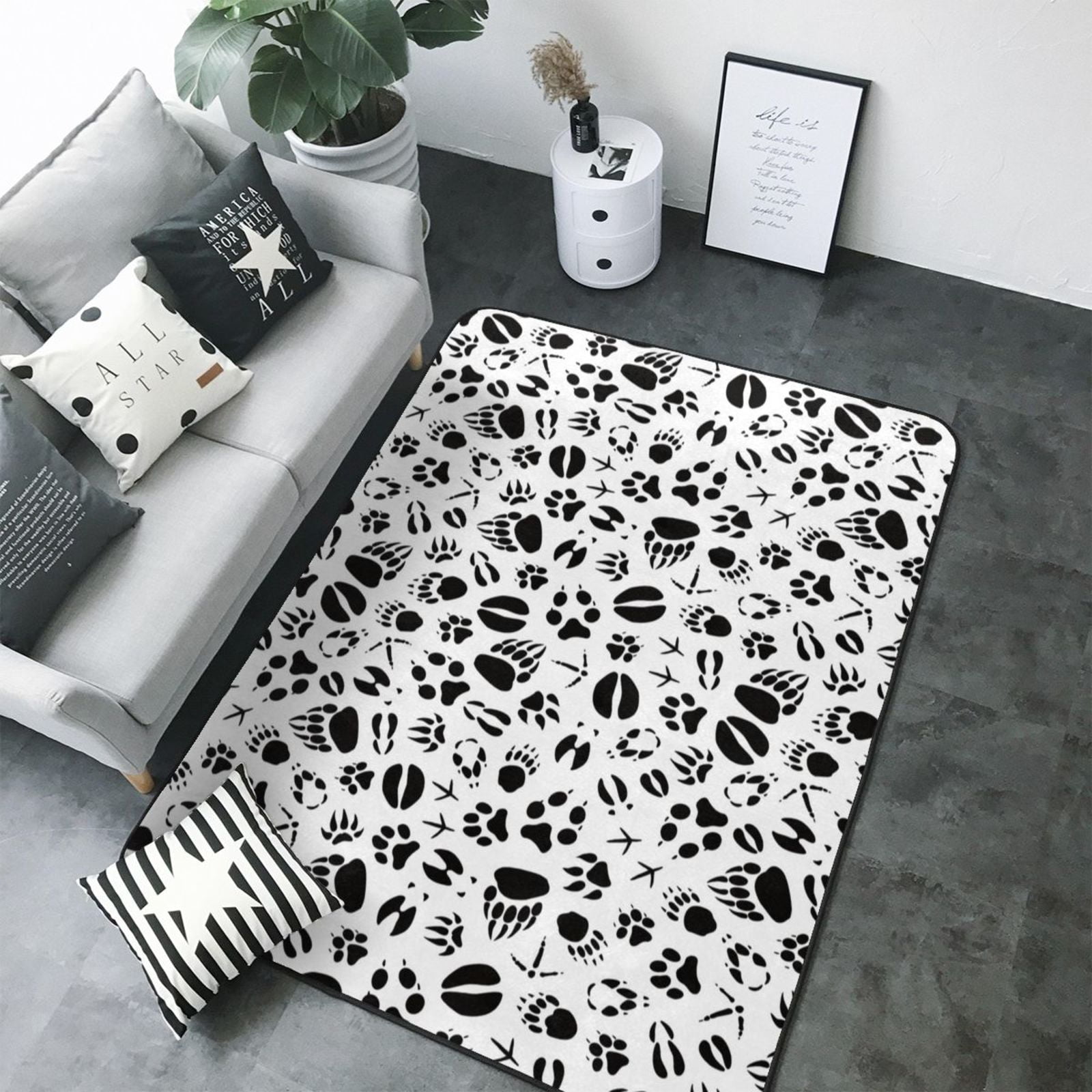 black footprints Area Rugs for Living Room Bedroom, 5x7 Soft Throw ...