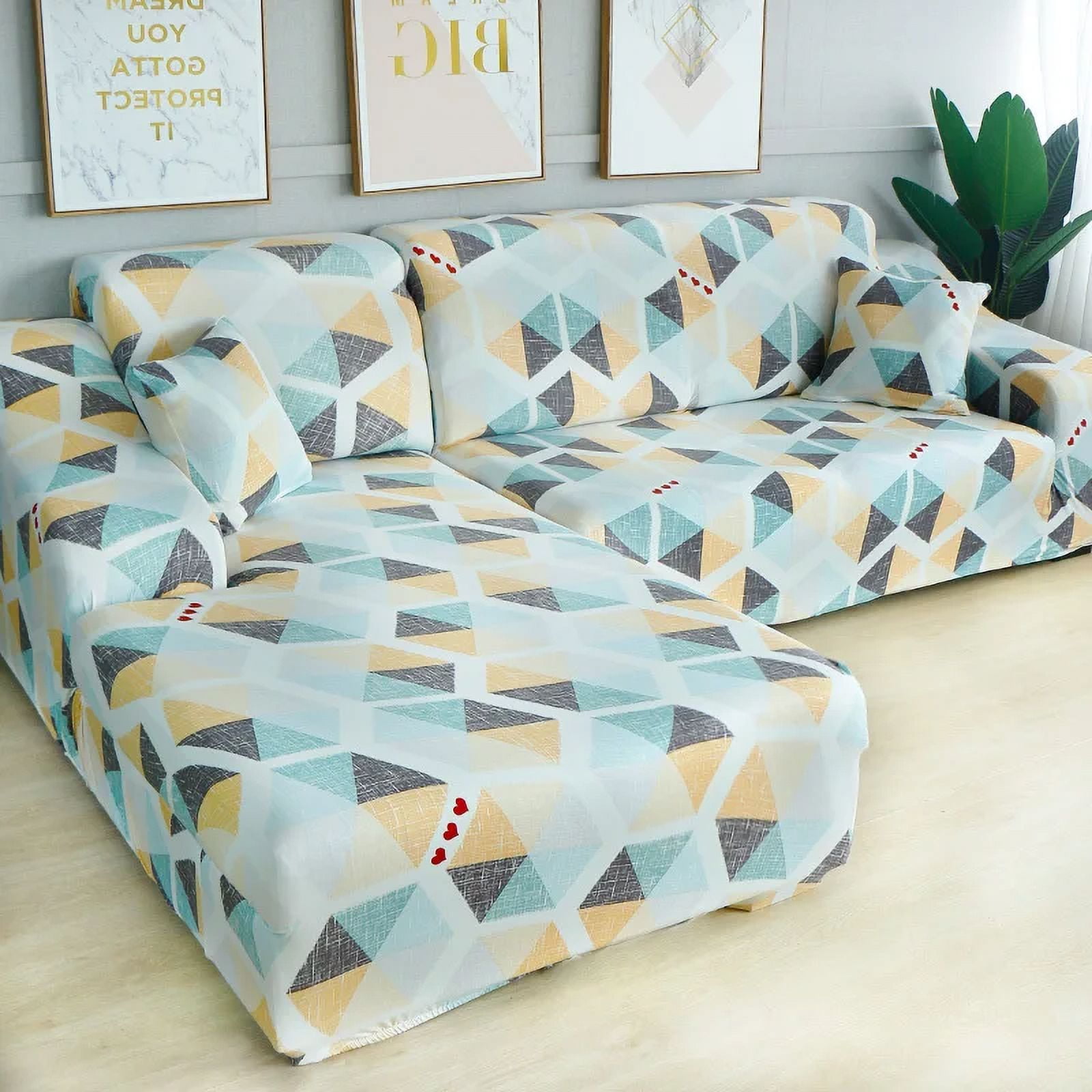 black geometric printed spandex sofa covers for living room stretch ...