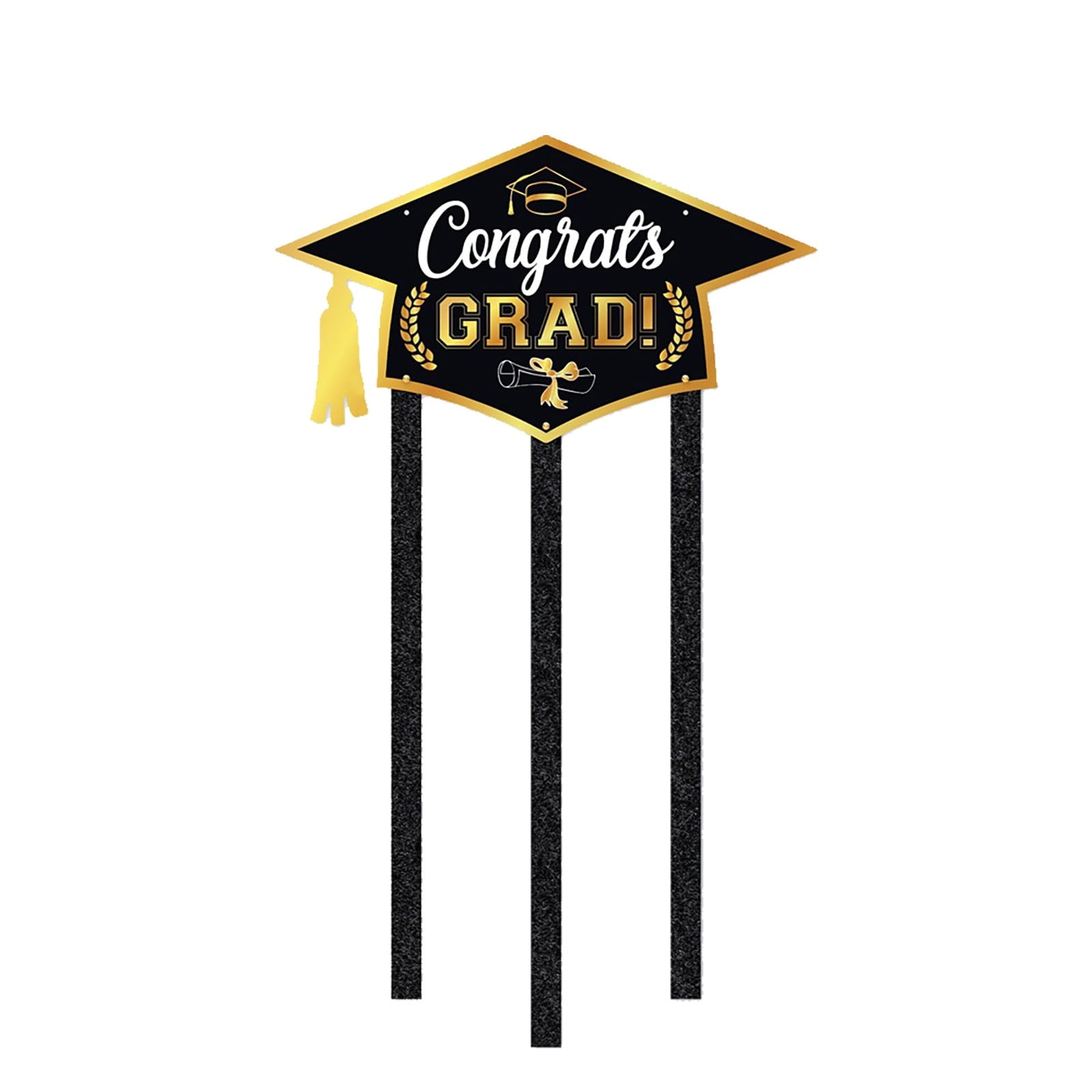 black & gold graduation cap garland graduation photo banner for party ...