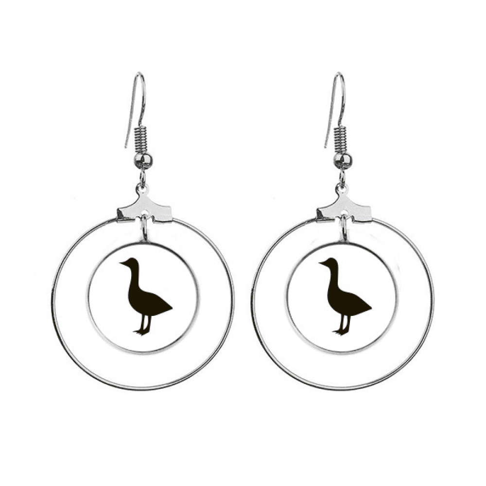 black goose cute animal portrayal earrings dangle hoop jewelry drop ...