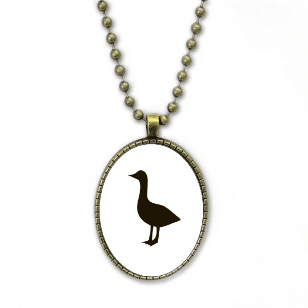 black goose cute animal portrayal necklace vintage chain bead pendant ...