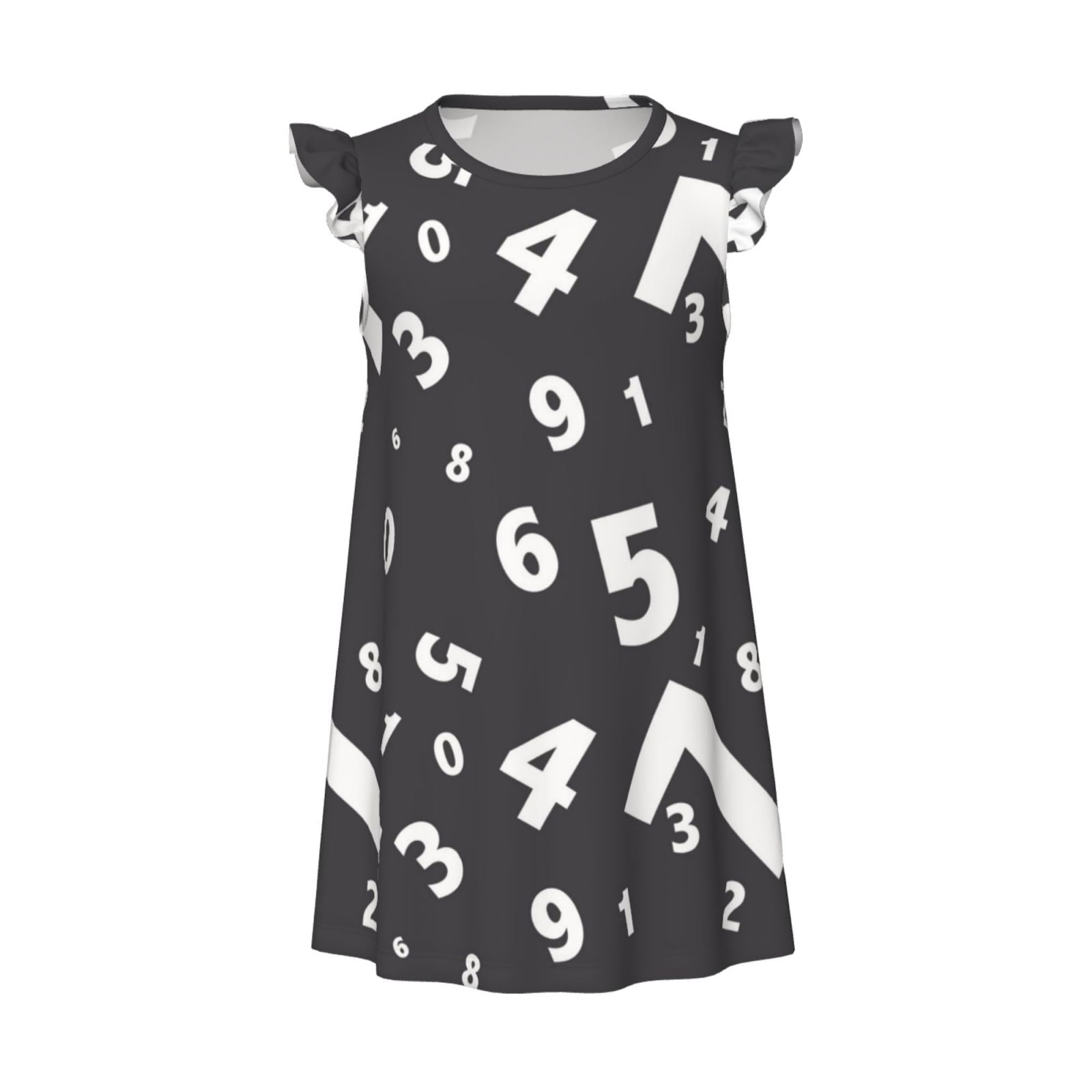 black math number Girls Nightgowns, Flutter Sleeve Pajamas Nightdress ...