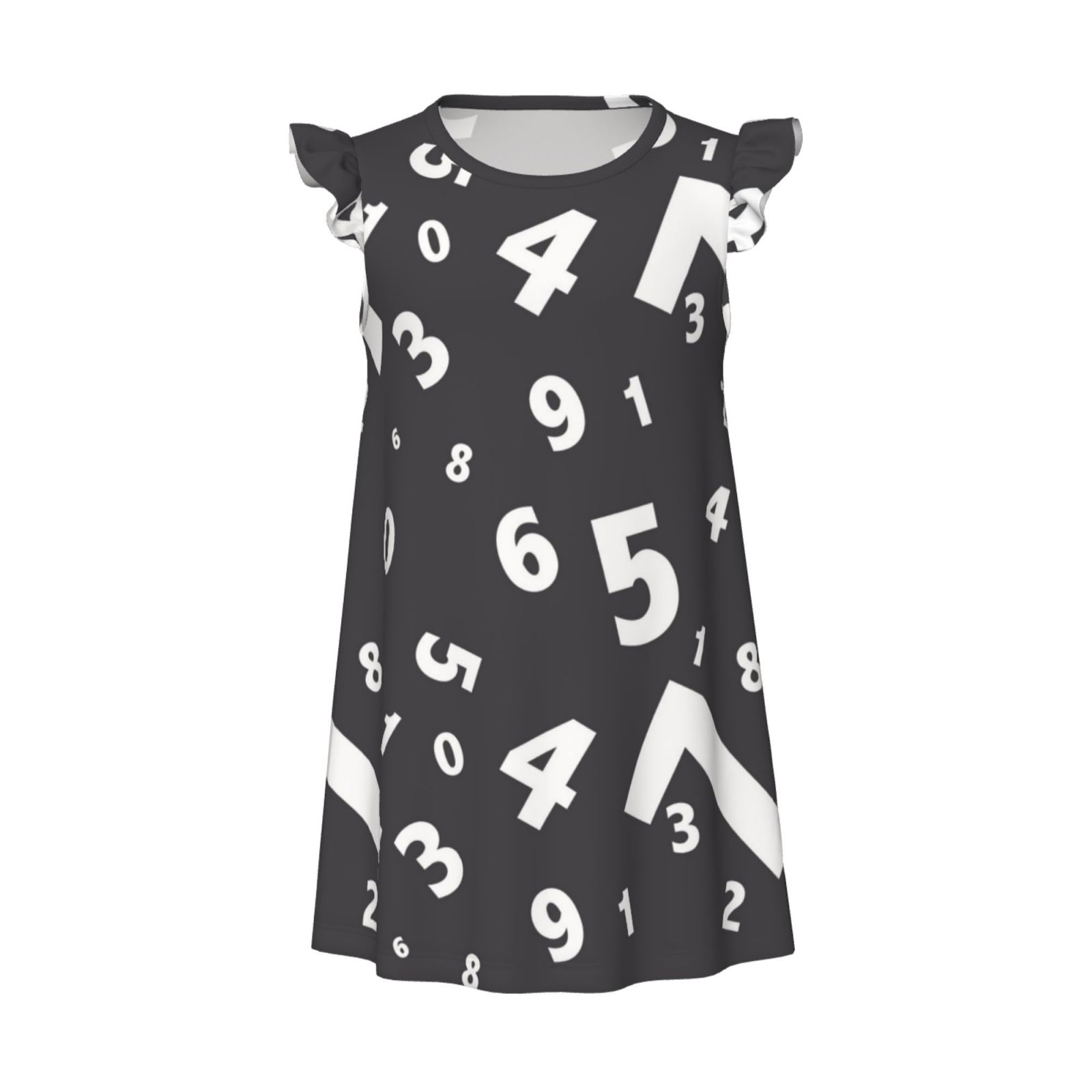 black math number Girls Nightgowns, Short Sleeves Princess Dress, Girls ...