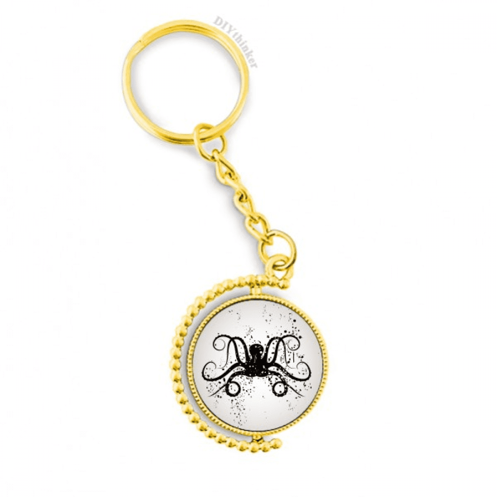 black octopus marine life illustration metal connector key chain ...