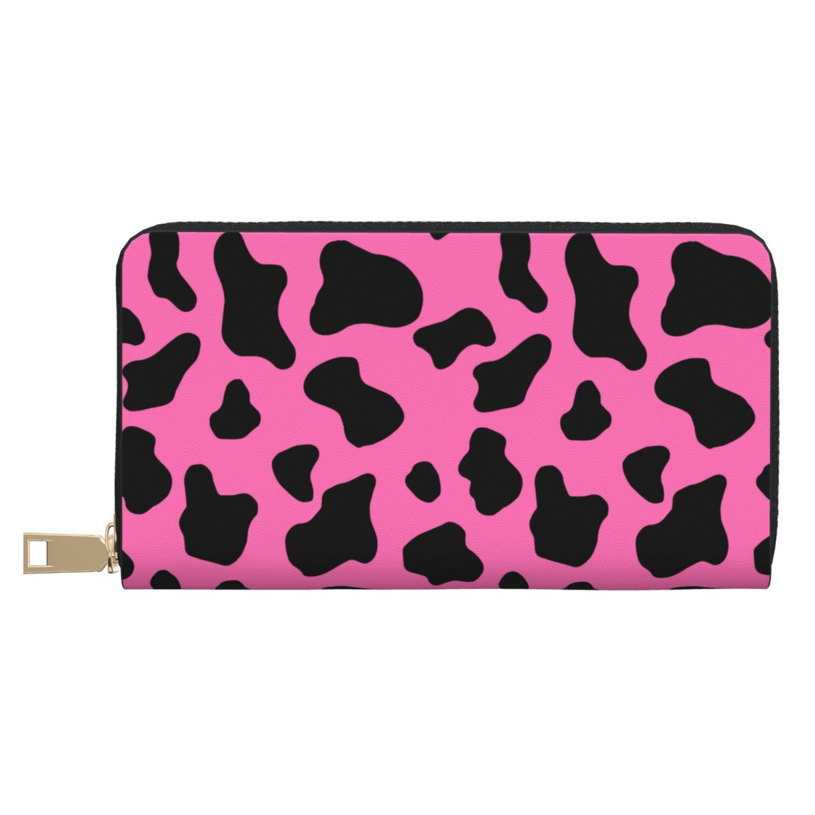 black pink cow animal print Wallet Women, Leather Bifold Multi Card ...
