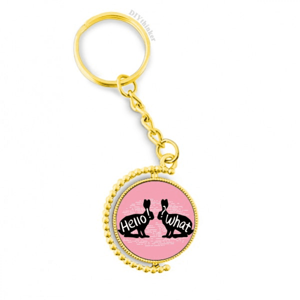 black rabbits animal outline natural metal connector key chain ...