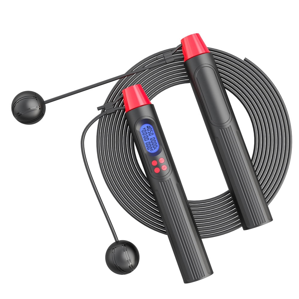 black+red Jump Rope with Counter, Cordless Weighted Jump Rope ...