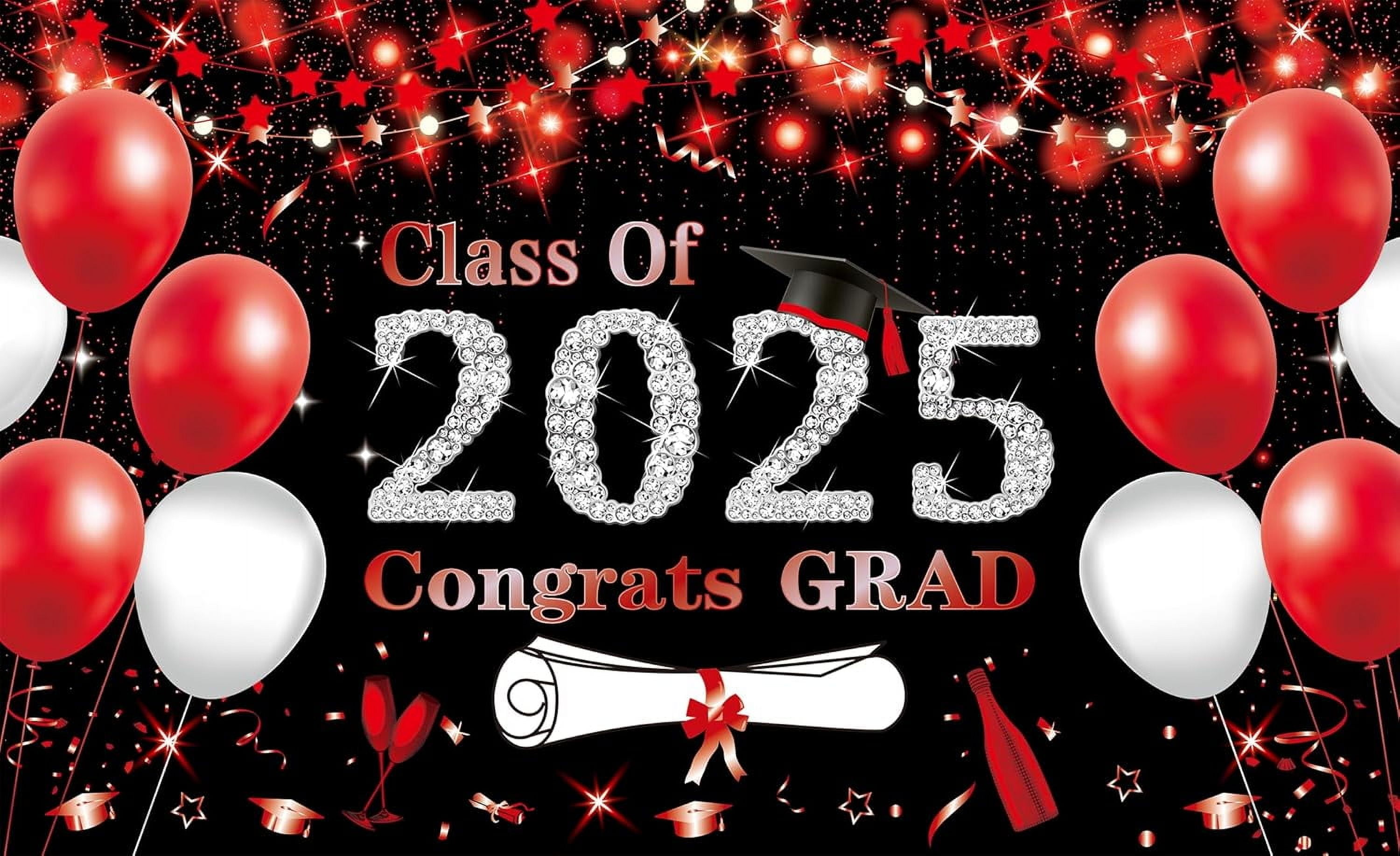 black red graduation party decorations, 7x5ft red class of 2025 ...