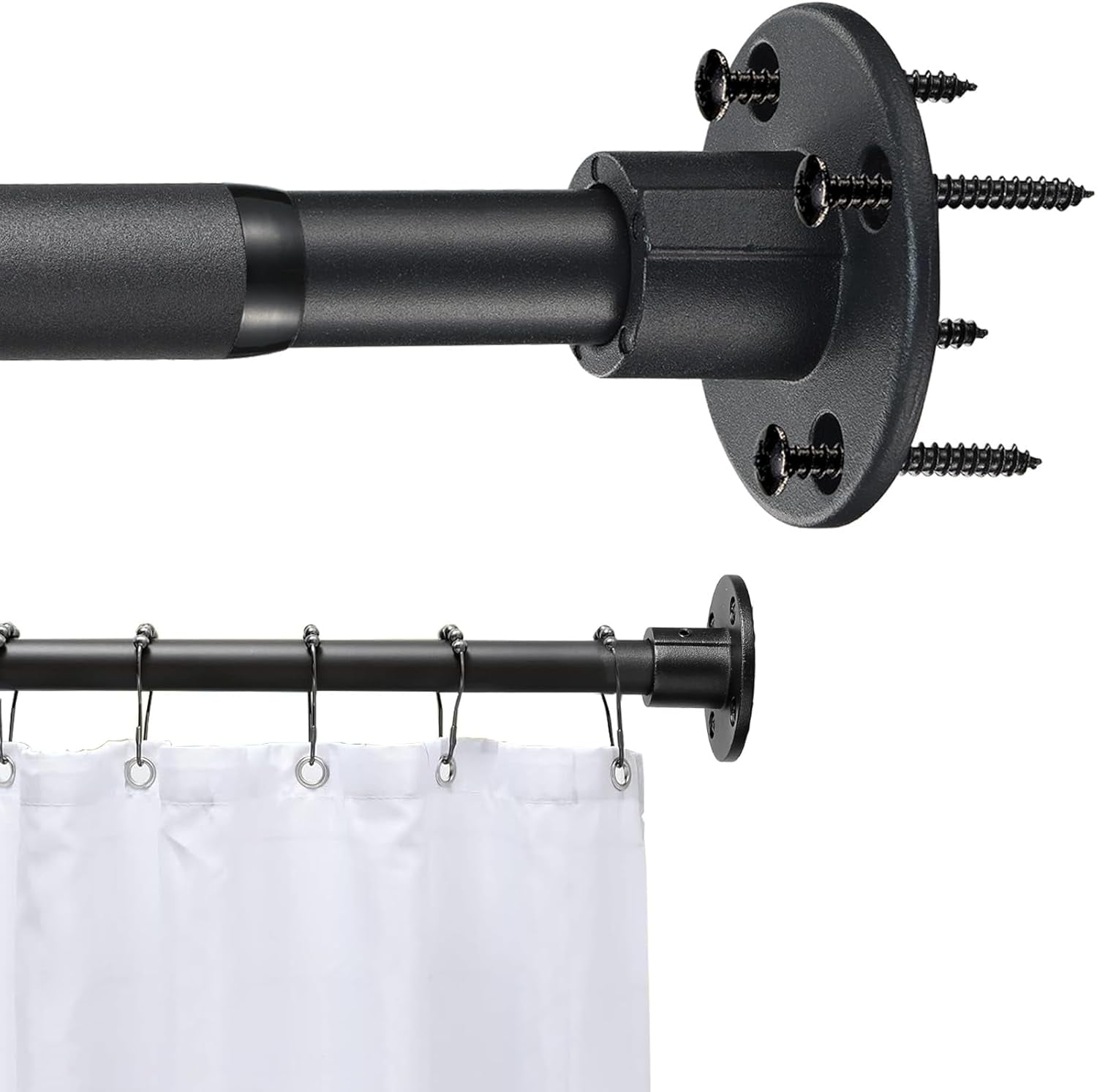 black shower rod 30in-49in,permanent screw in wall mounted shower ...