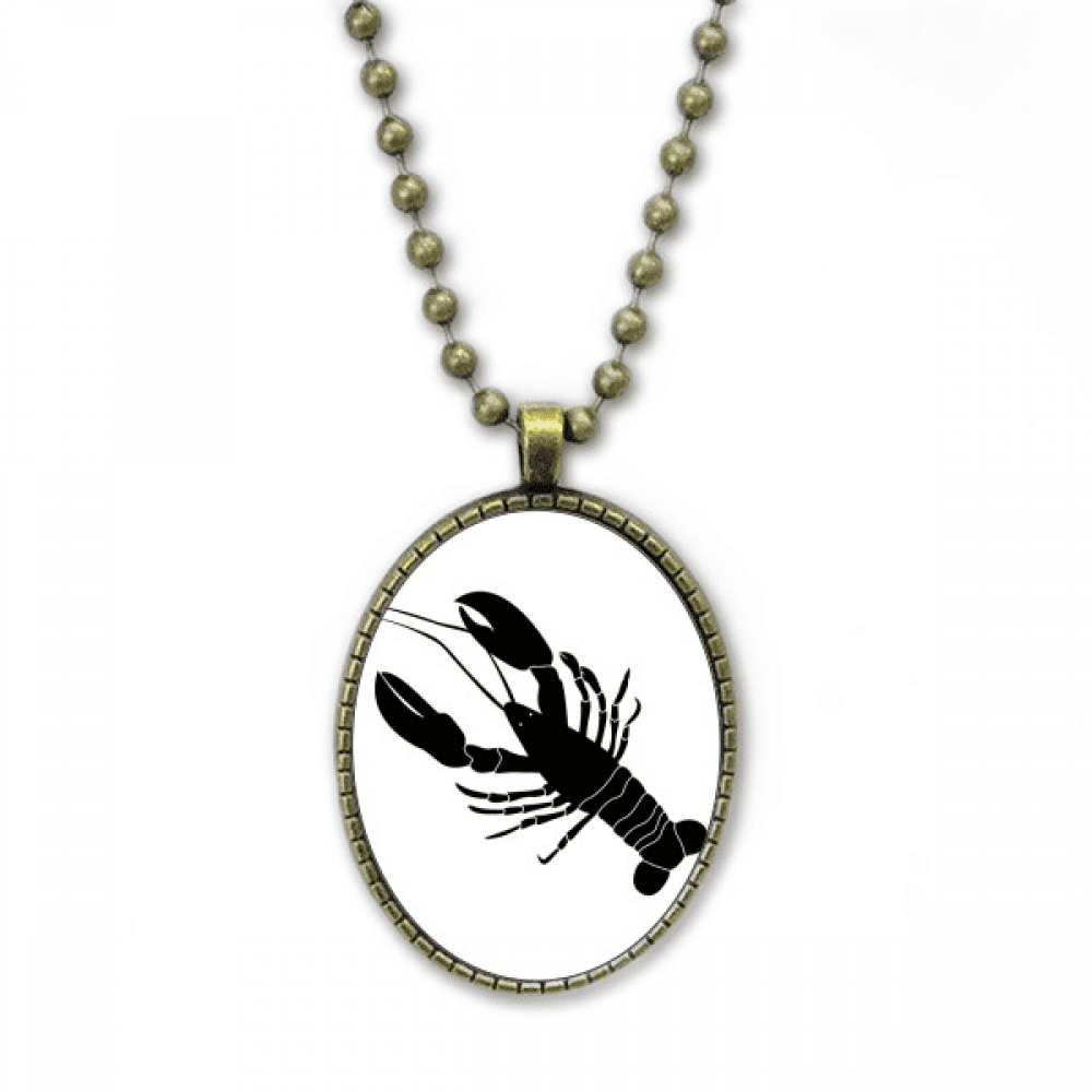 black shrimp marine life illustration necklace vintage chain bead ...