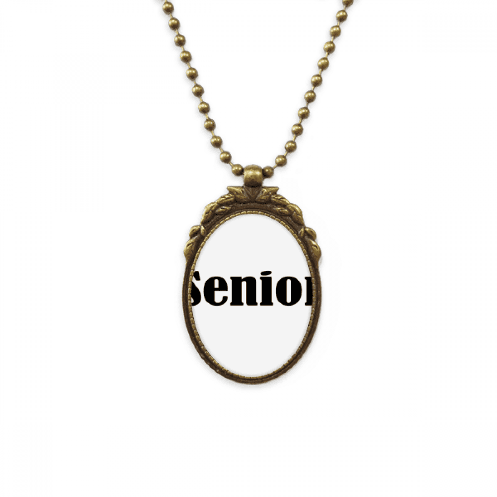 black single words senior antique necklace vintage bead pendant ...