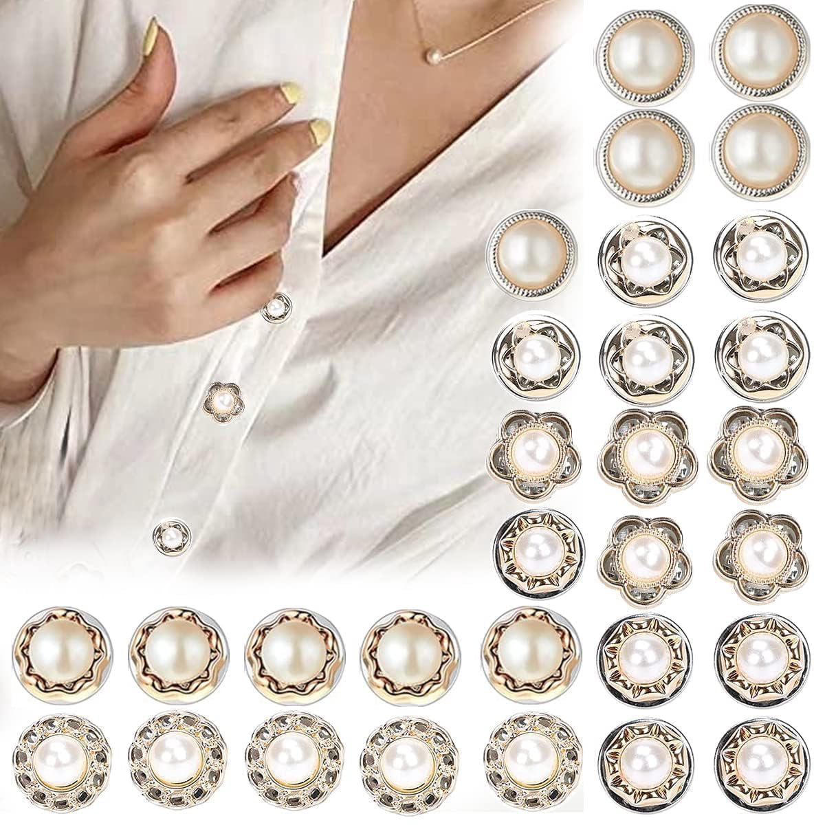 black sparrow 30pcs Pearl Buttons Brooch Buttons Cover Up Brooch Pins ...